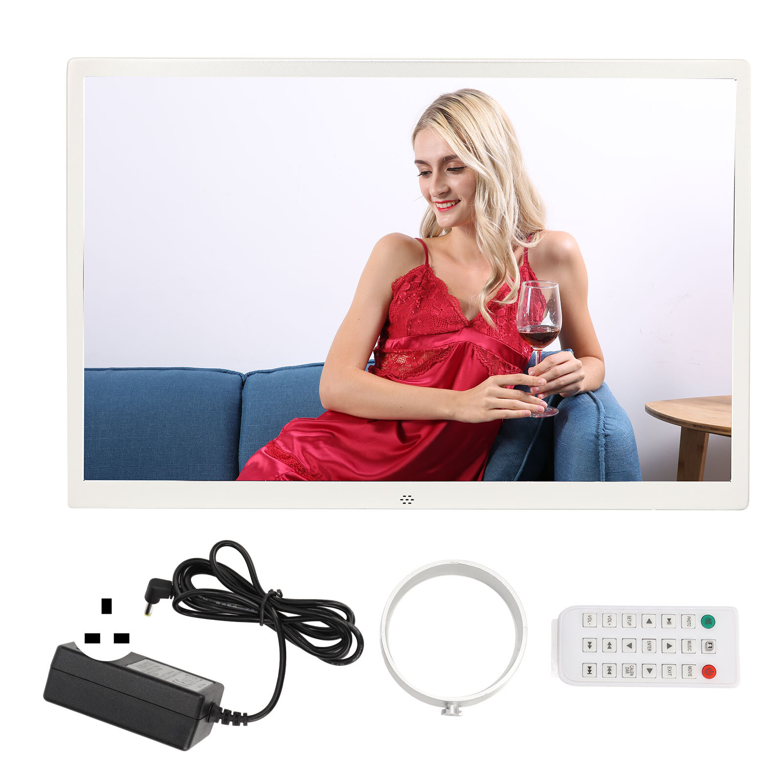 17 -дюймовая цифровая фотомама Многофункциональный алюминиевый сплав 1080p Электронный фоторамный дисплей Video Display 100–240V Silver UK Plug