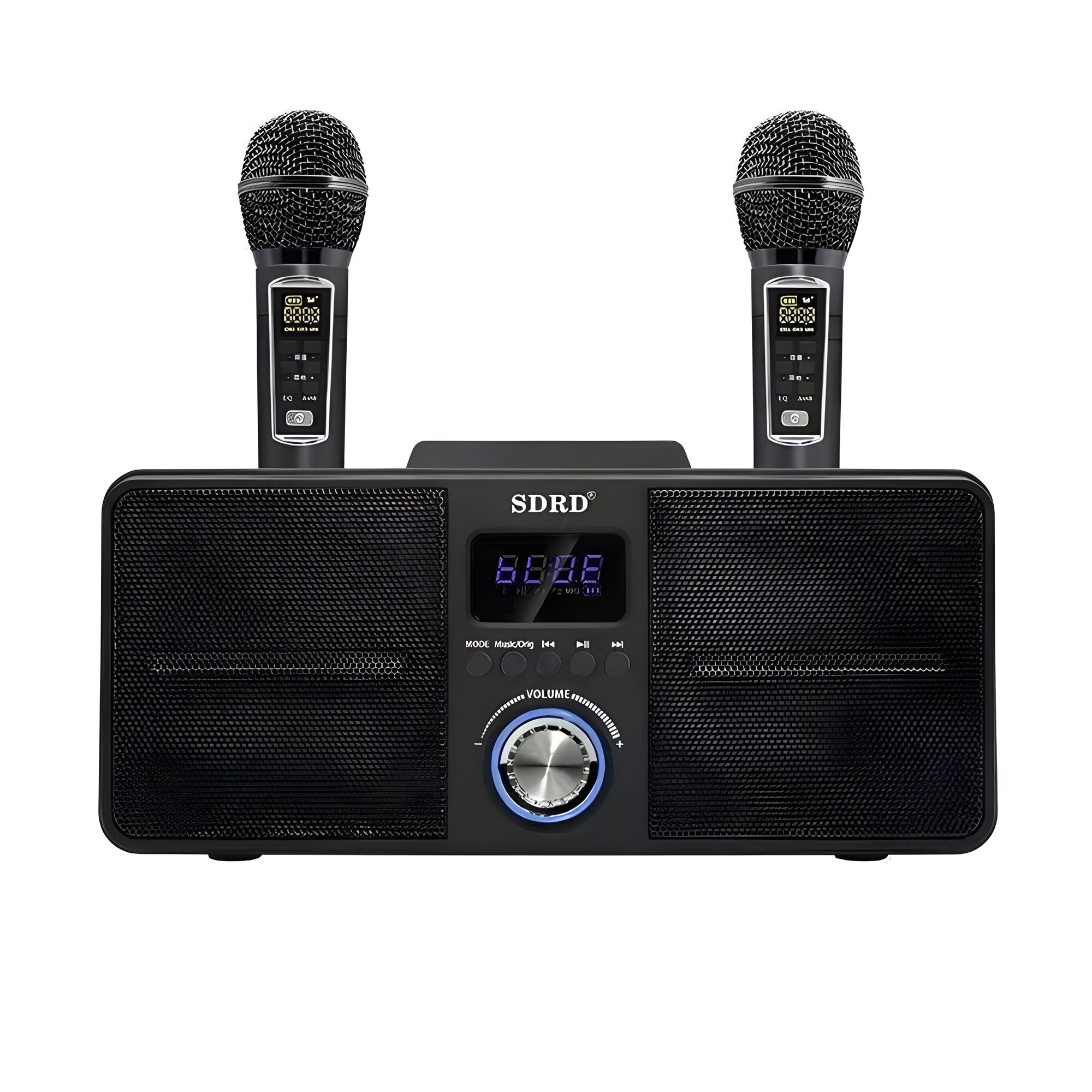 Портативная Bluetooth караоке-система с беспроводными микрофонами и TV-подключением SD-309 (черная)