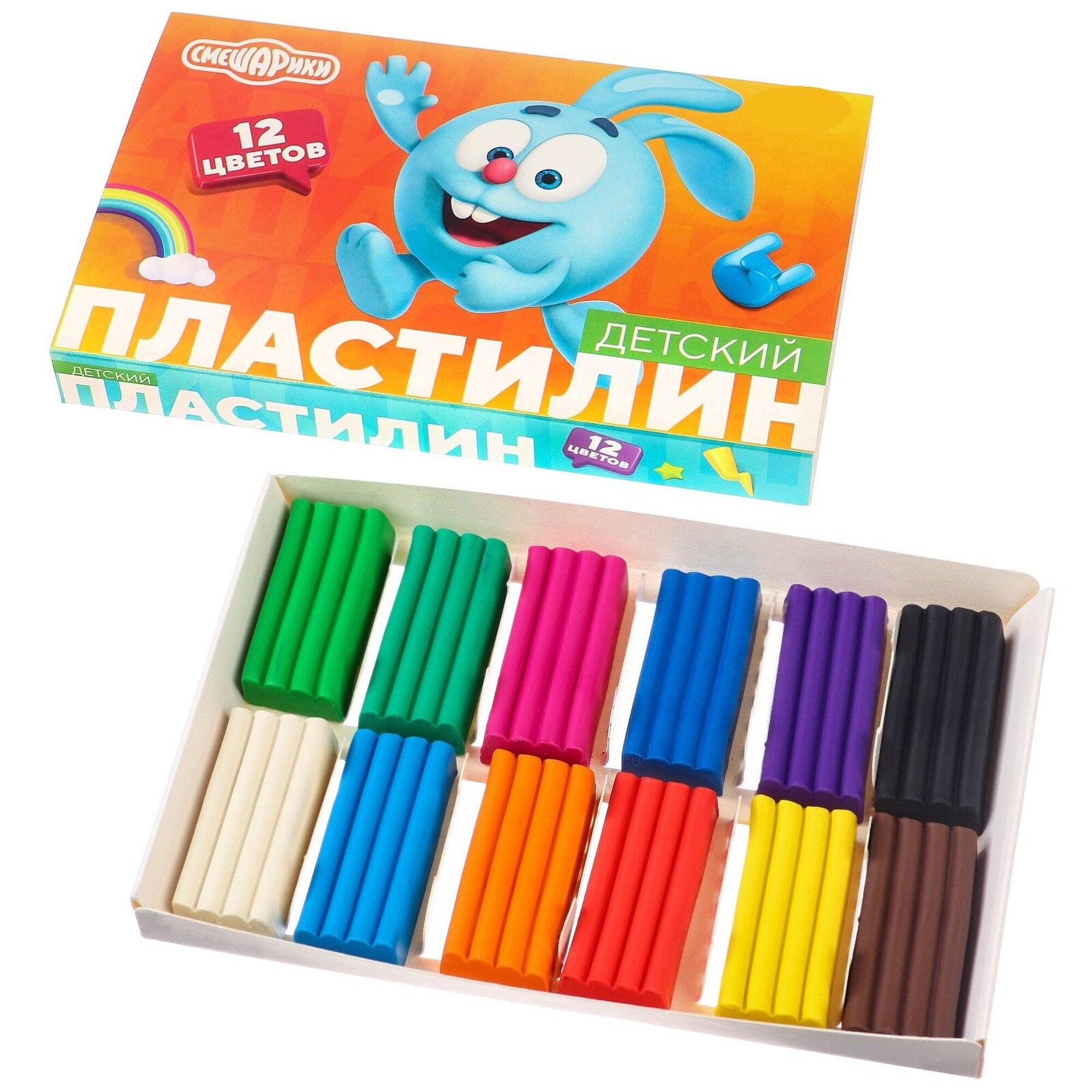 Пластилин Смешарики "Детский", мягкий, 12 цветов, вес 180 г, от 3 до 14 лет