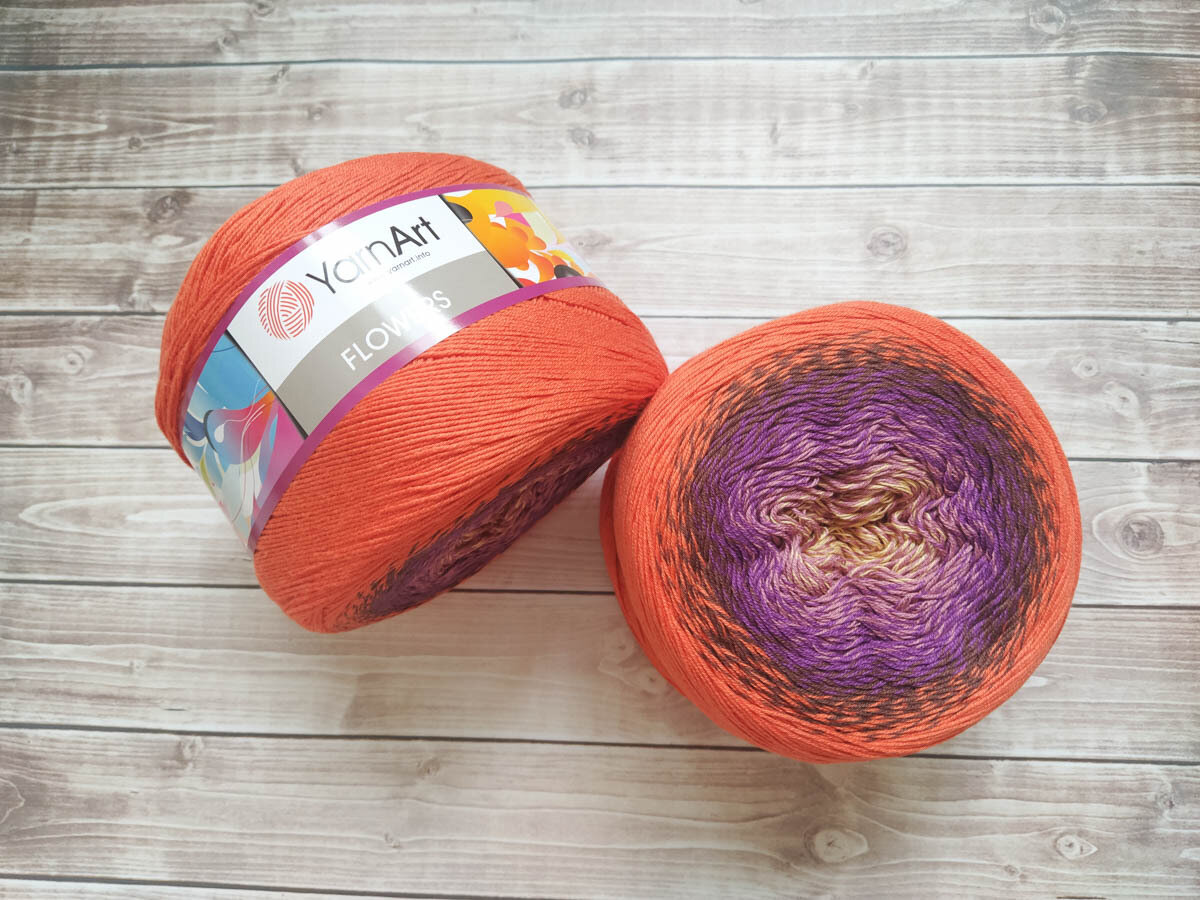 Пряжа Yarnart Flowers, цвет 295, вес мотка 250 гр, длина нити 1000 м, 1 моток / Ярнарт Фловерс