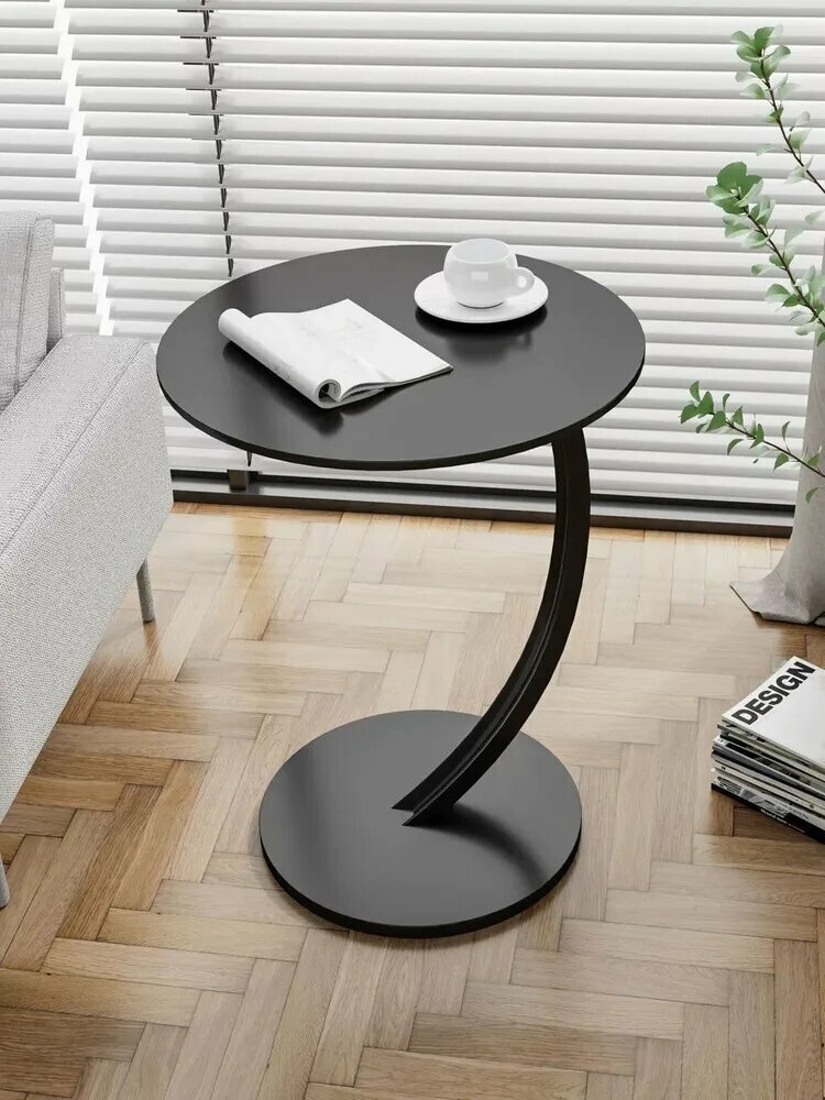 Приставной столик, ДВП, с металлическим подстольем, 40 см x 40 см, черный