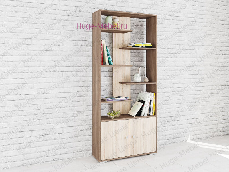 Стеллаж Ромео-4 Шимо/Сонома Huge Mebel . Ширина 800 Высота 1800. Стеллажи