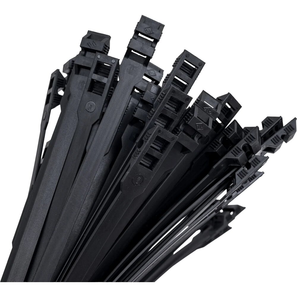 SapiSelco Стяжки черного цвета, 9x750мм, с двойной горизонтальной головкой 6.6 уп.100шт COL.3.424