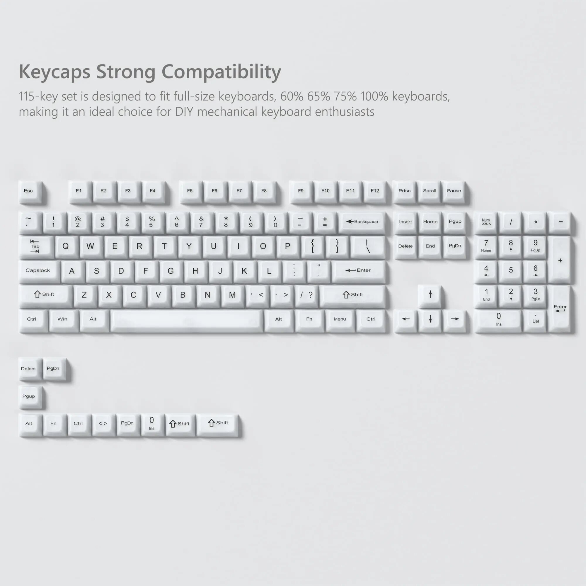 Womier белые PBT колпачки для клавиш MDA профиль прозрачные RGB 115 шт foggy white