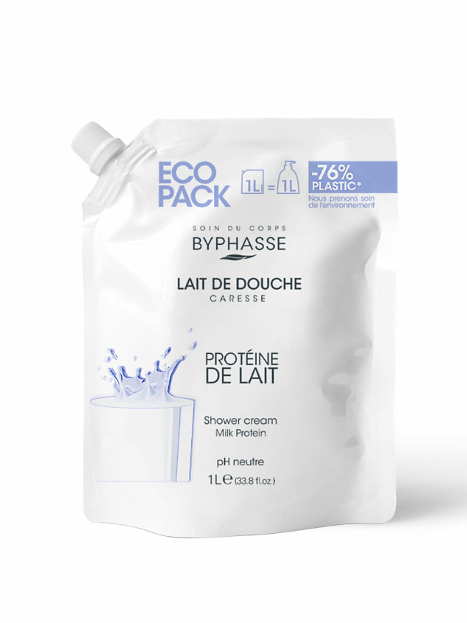 BYPHASSE Рефил геля для душа с молочными протеинами Proteine de Lait (1000 мл)