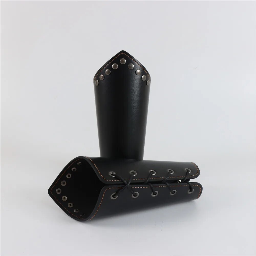 Мужские средневековые кожаные рукавицы для косплея Черный, 2 pcs black