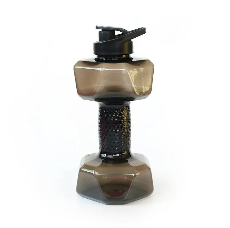 Пластиковая бутылка для воды в форме гантели 1500 мл черный