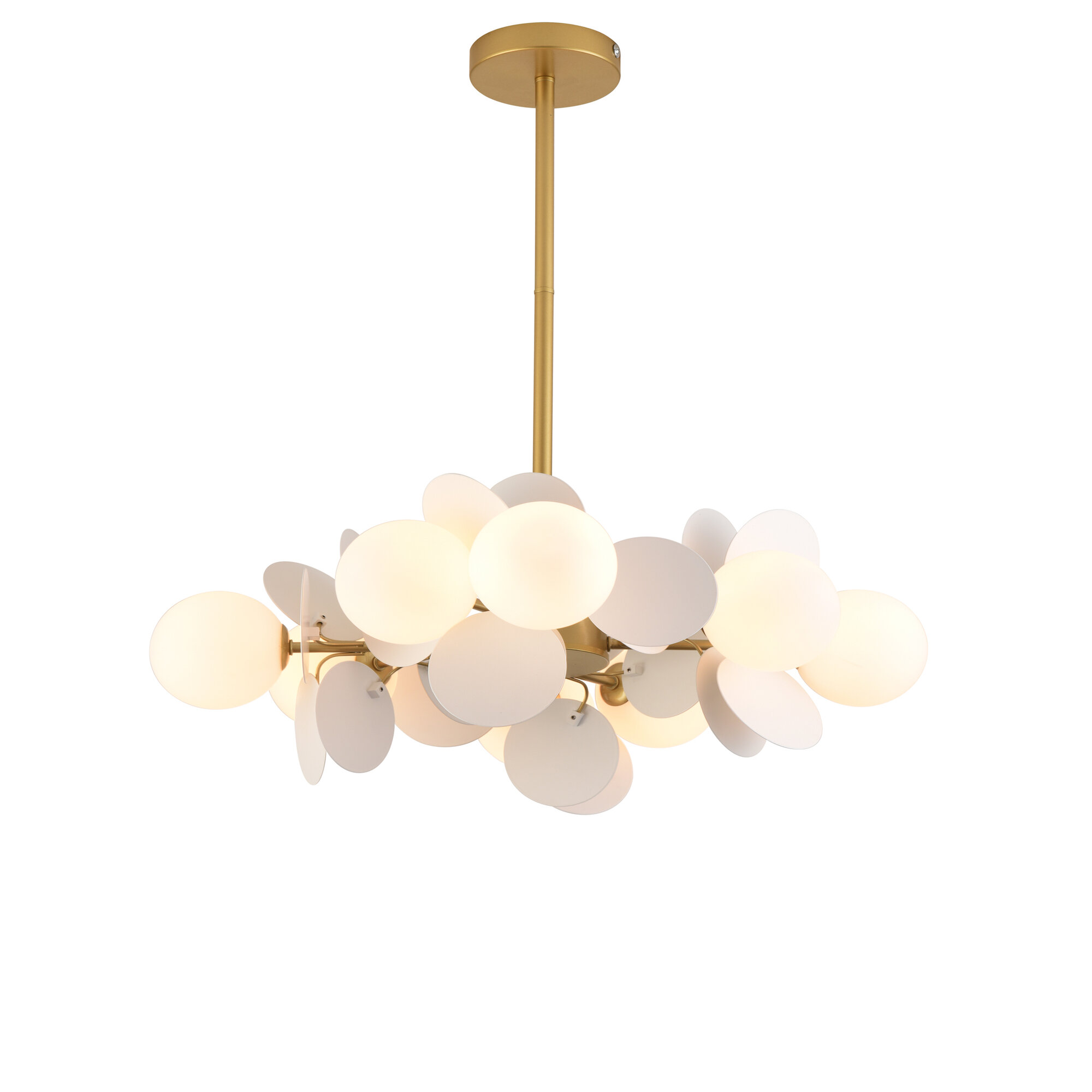 Люстра в стиле скандинавского модерна со стеклянным шаром для спальни, 6 ламп, белая，Диаметр 50 см