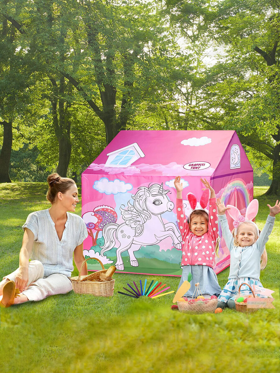 Палатка детская игровая, игровой комплекс для детей, Содержит цветное перо