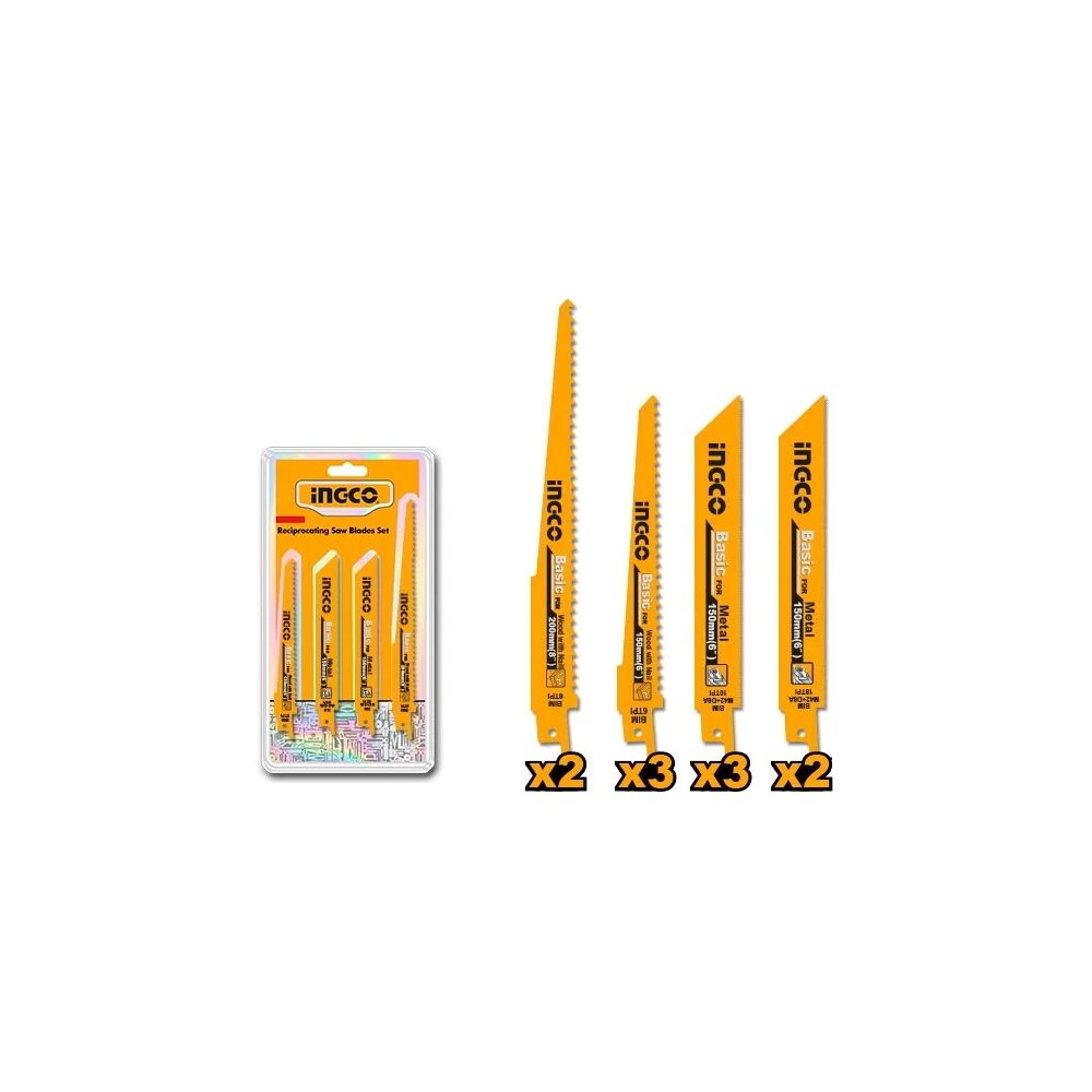 Набор полотен сабельной пилы 10 шт INGCO RSB1001, 200 мм, пластиковая