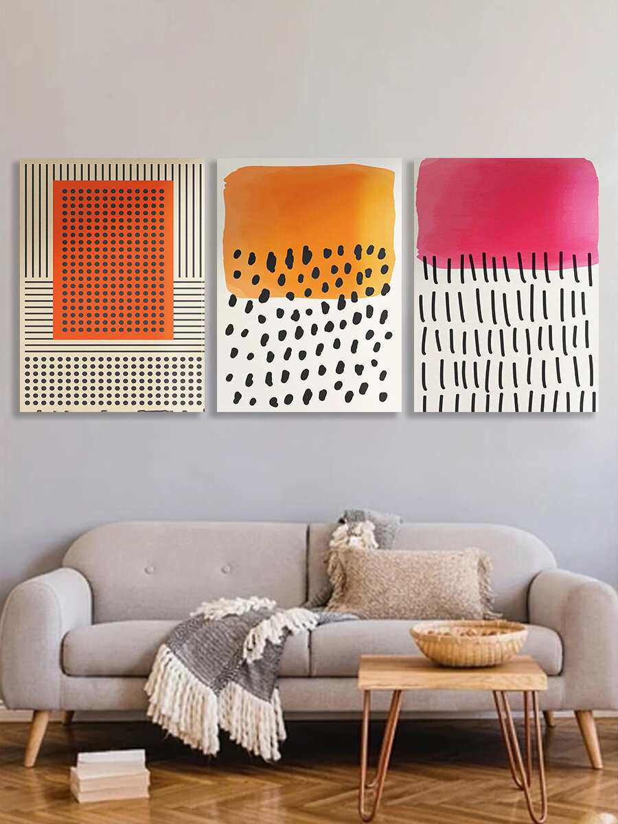 Модульные картины на стену / триптих - "Современные абстракции", картина 3 шт, модуль 40х90 см