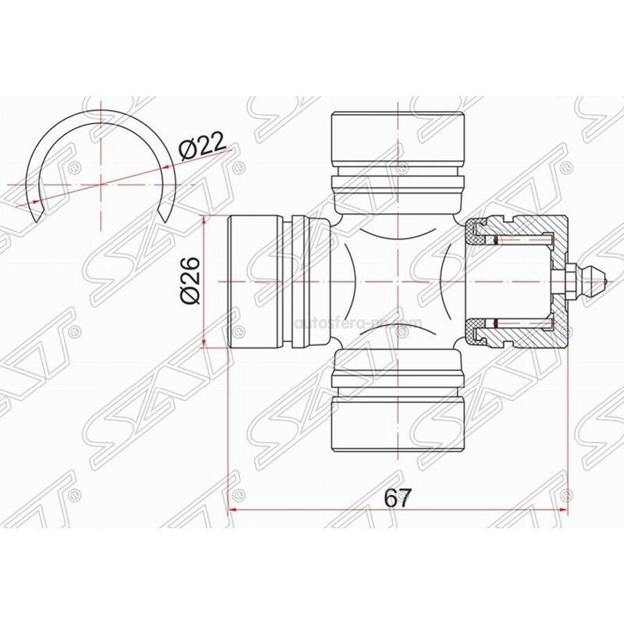 SAT ST0437120011 Крестовина кардана FR TY TownAce Noah 4WD CR/SR5#
