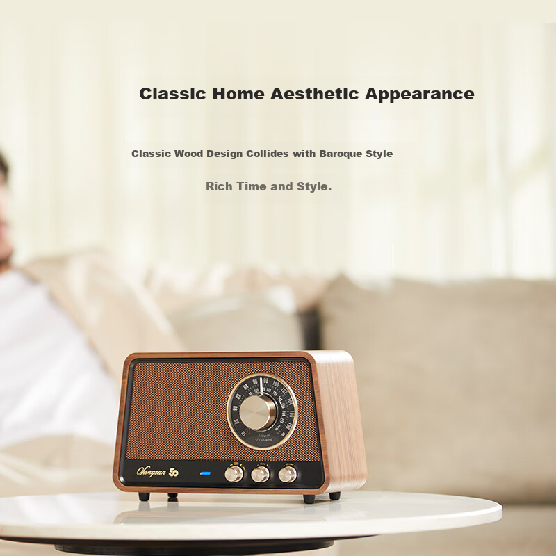 SANGEAN R1 Bluetooth Speaker Home Living Room Surround High Sound Speaker Wooden Home Decoration Retro Gift Radio