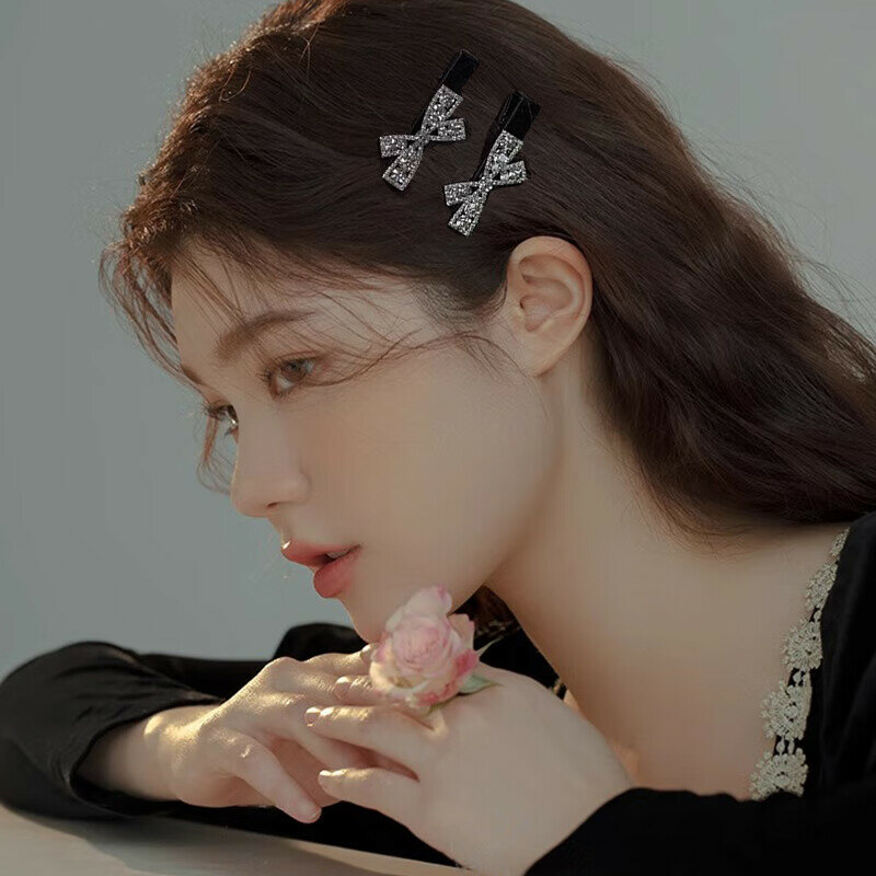 Evening Hair Clip Set with Butterfly Bow Side Clip for Women Bangs Clip Duckbill Hair Clip