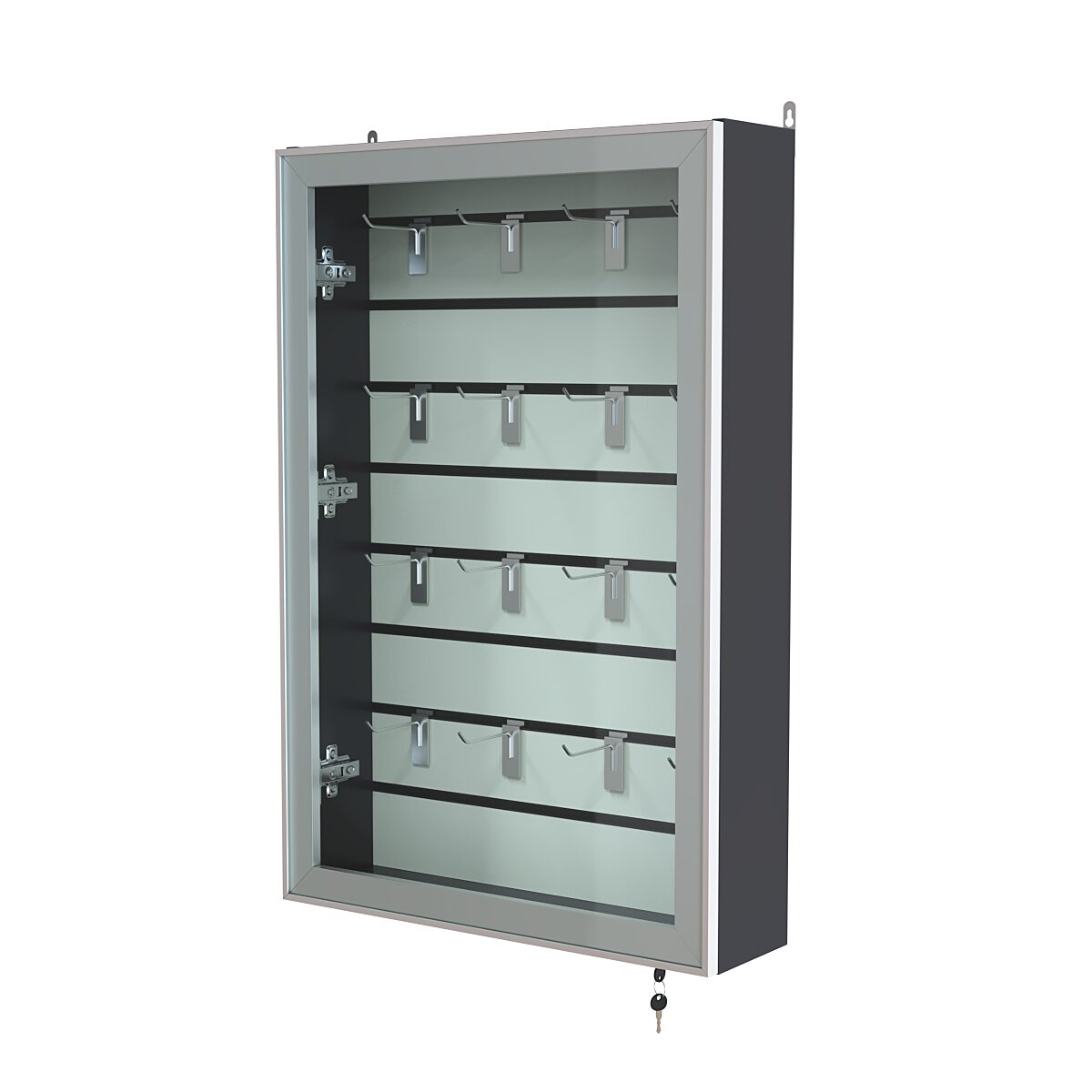 Витрина настенная №2-1Б с эконом панелью и стеклянными дверками серии Collecto, Антрацит Без полок.