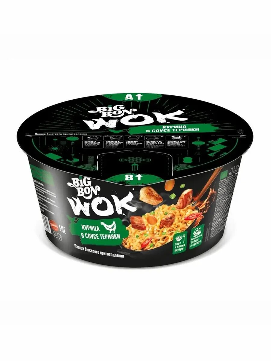 Лапша быстрого приготовления BIGBON "Курица в Терияки", 85 гр, 24 шт в упак