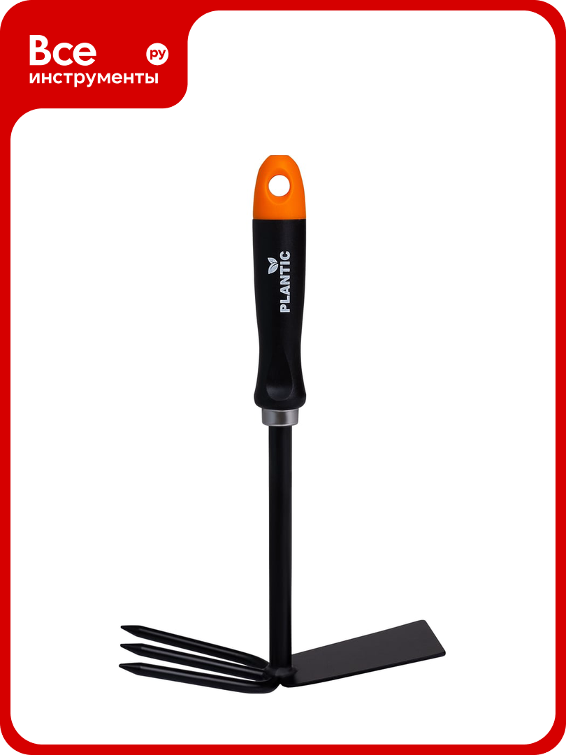 Тяпка Plantic Terra 36303-01 для прополки, полольник с зубцами, углеродистая сталь, рукоять в комплекте