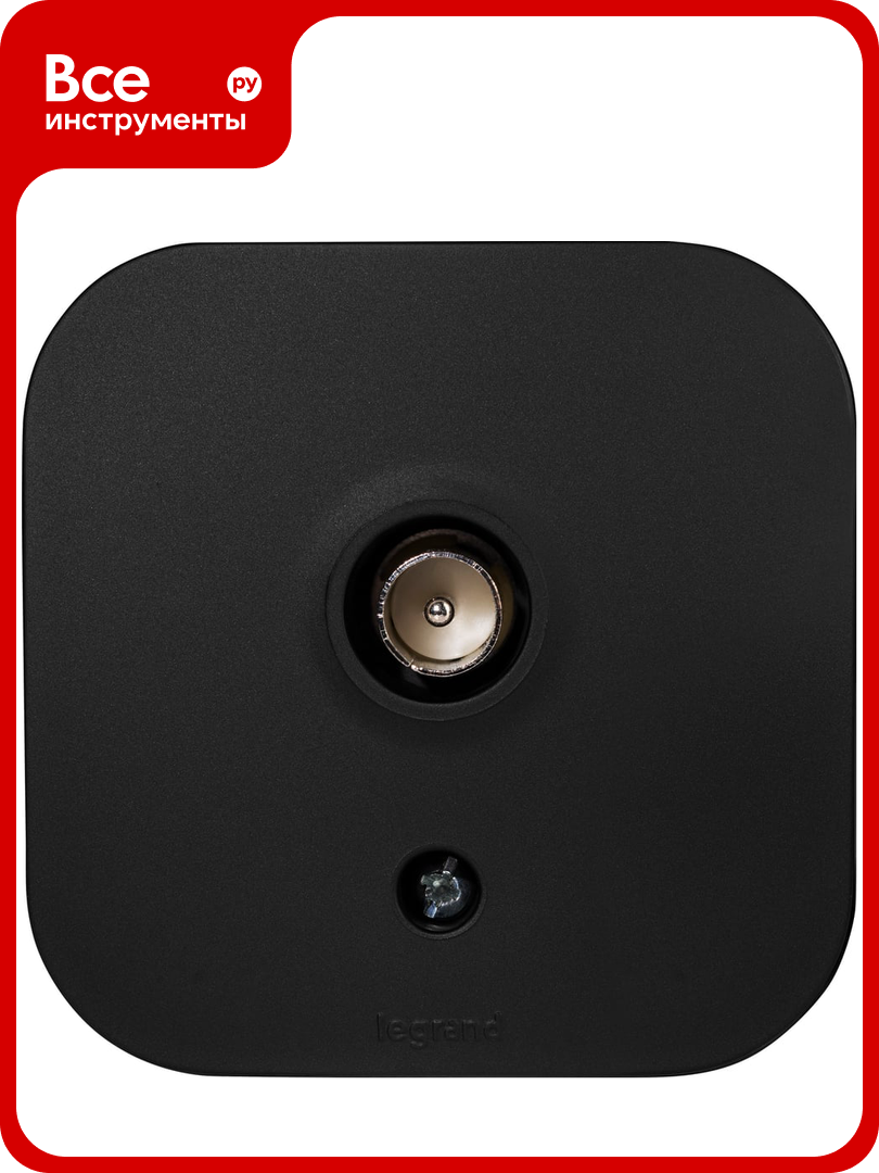 Розетка, TV, TV (телевизионная) Legrand Quteo "звезда" IP20 накладной монтаж - черный матовый 782478