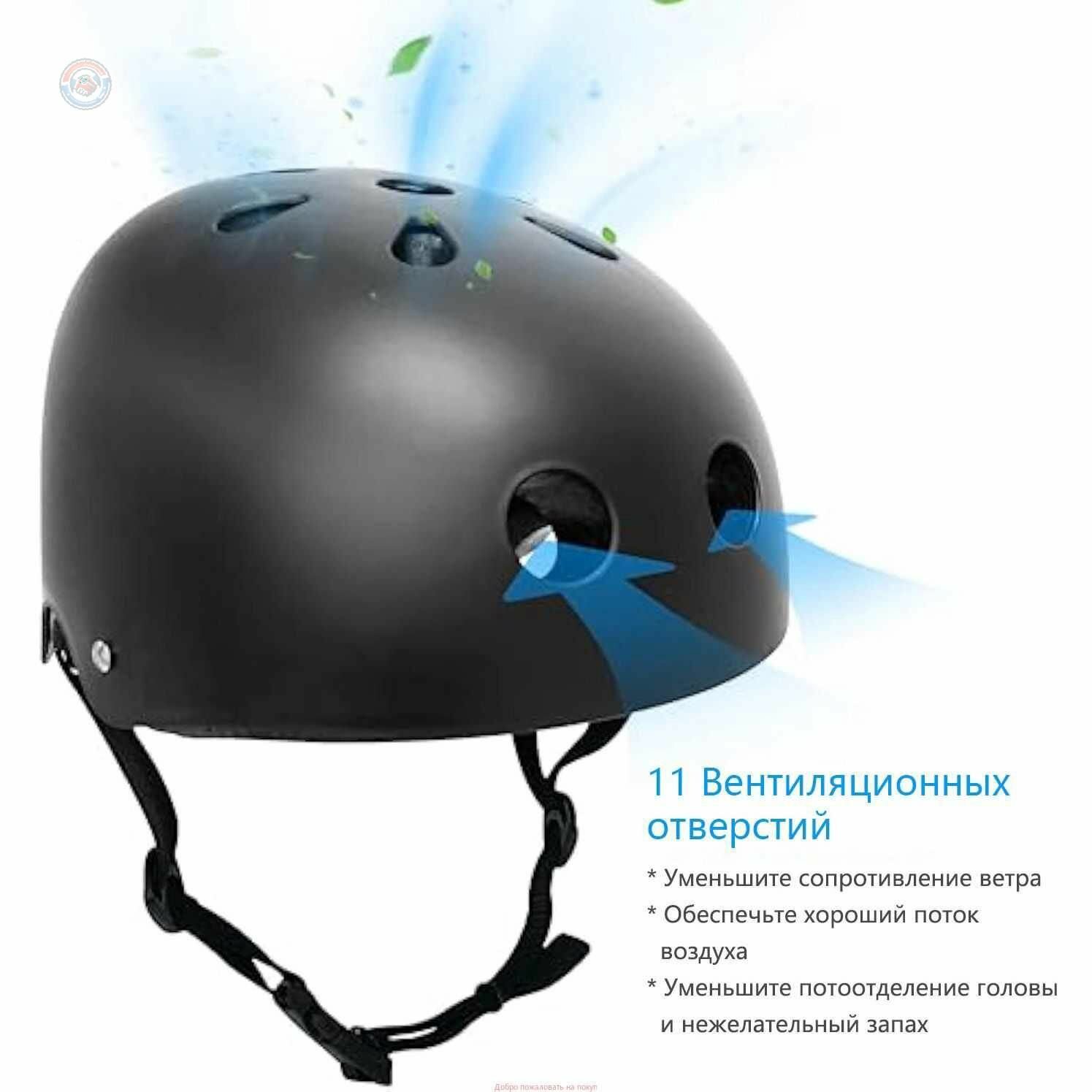 Защитный шлем для велосипеда самоката и роликов с регулировкой 54-57 см — прочный, вентилируемый лёгкий и стильный