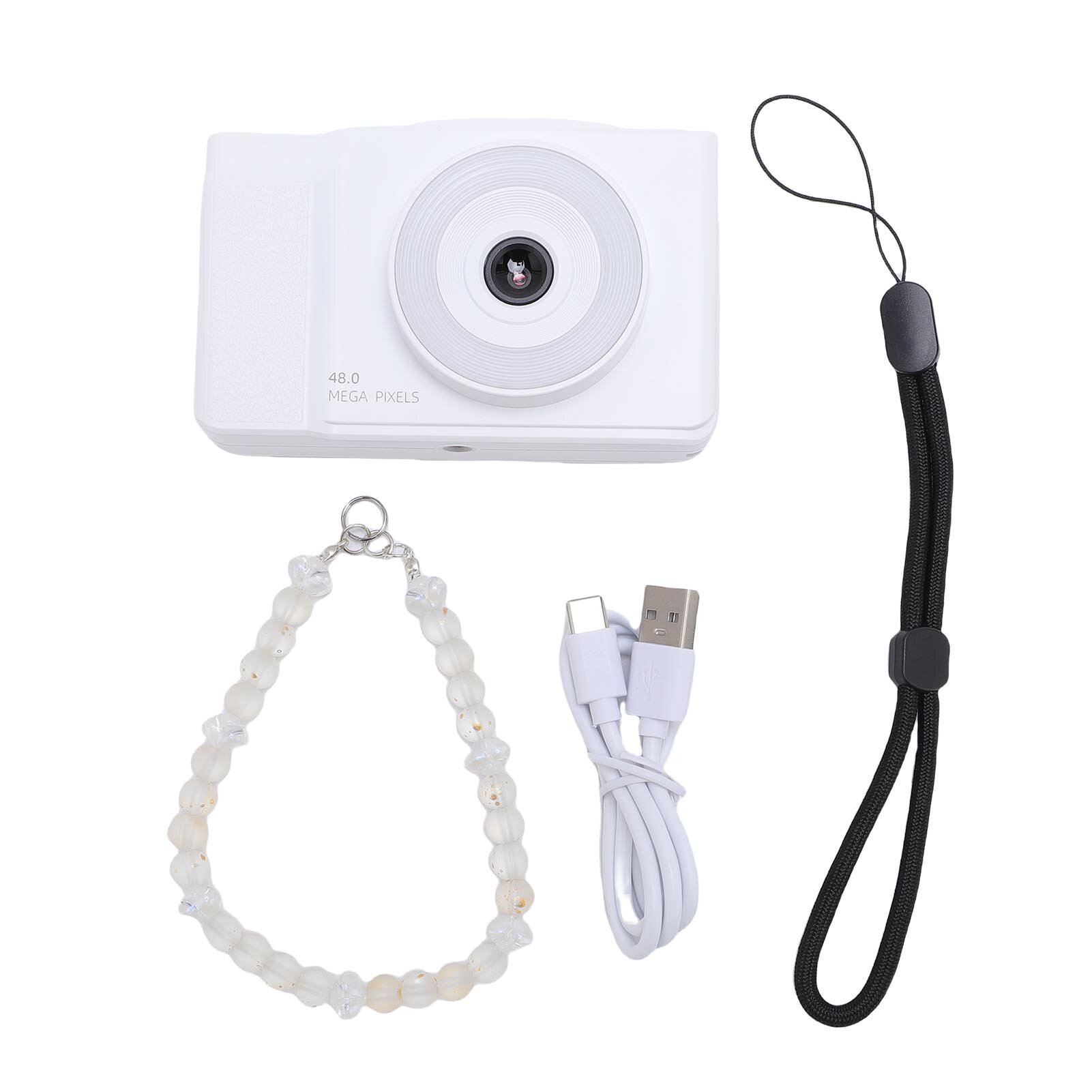 Цифровая камера Автофокус Anti Shake 48MP 1080p 16x Zoom 2.8inch Flip Scare Camera для путешествий по кемпинге белый