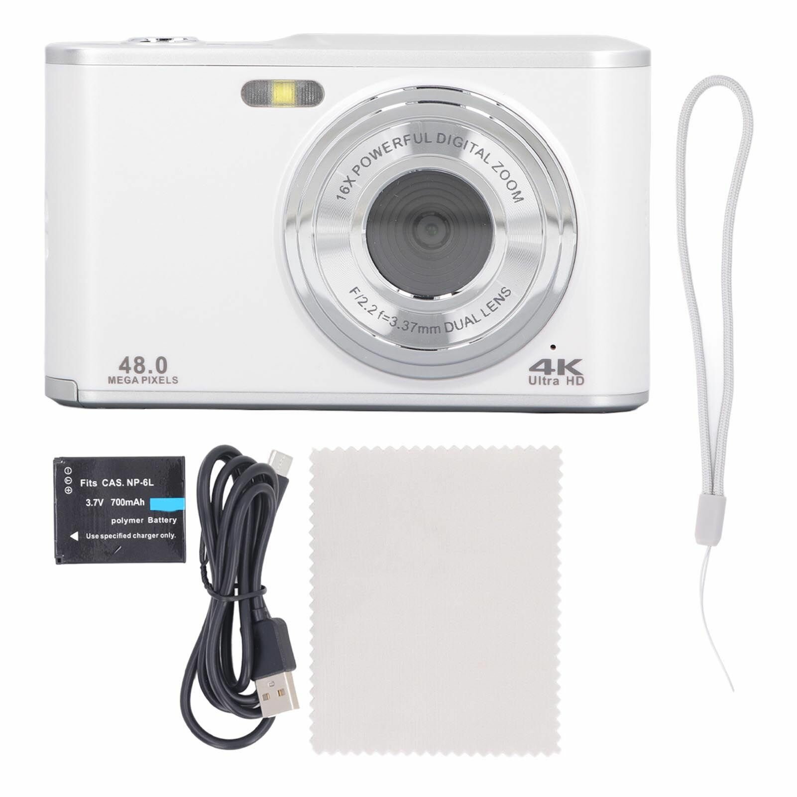 Карманная камера 48 МП, 4K Ultra HD, двойной объектив с 16-кратным зумом, автофокусировкой, стабилизацией изображения, 2,4-дюймовым IPS-дисплеем, компактной цифровой камерой для путешествий