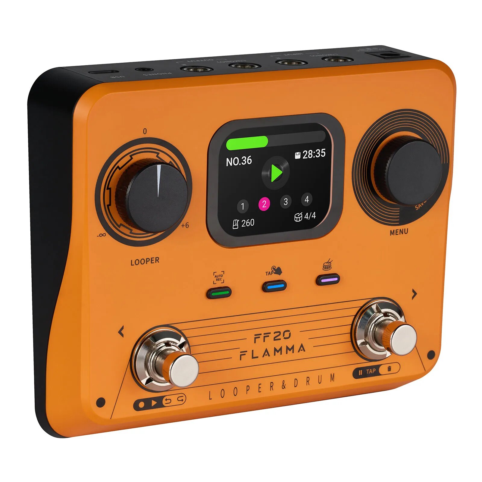 FLAMMA FF20 Педаль Лooper для гитары/баса Оранжевый, orange EU