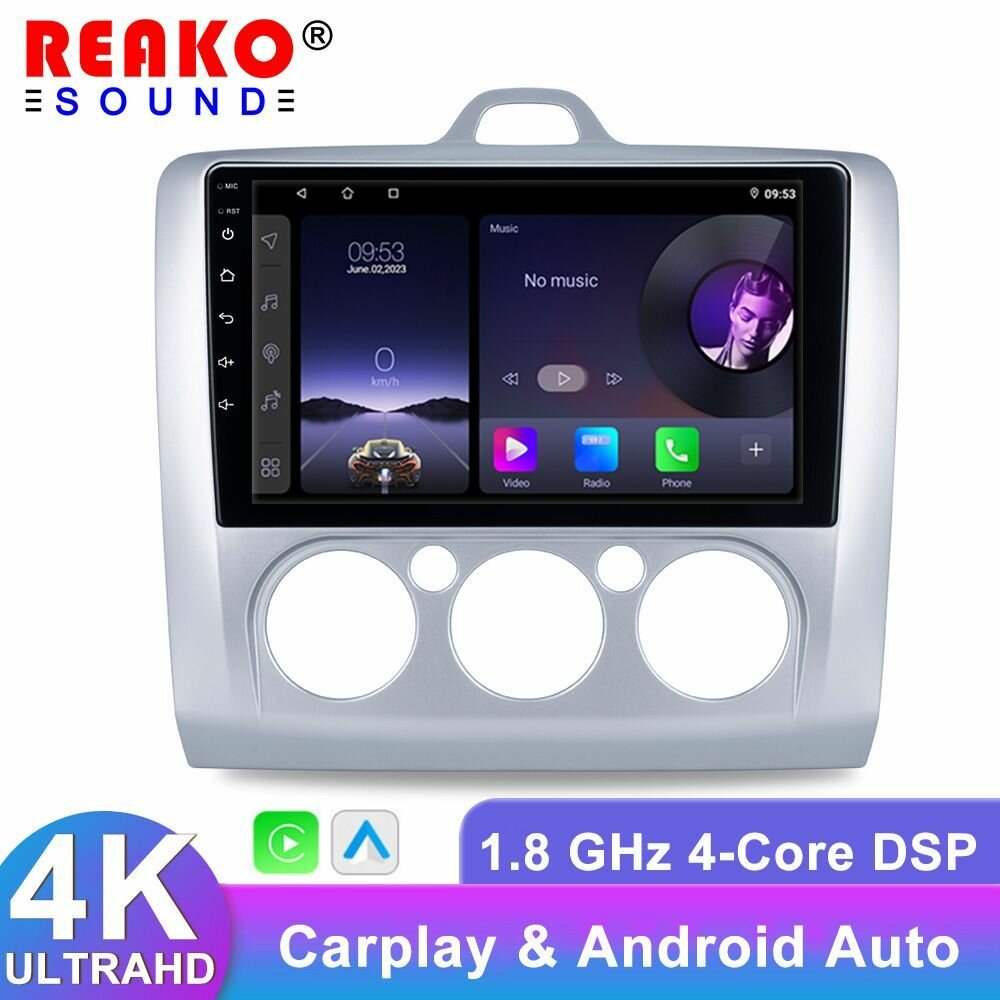 Магнитола 4/64 Гб для Ford Focus II (2005-2011) / Автомагнитола для Форд Фокус 2 carplay WiFi Bluetooth