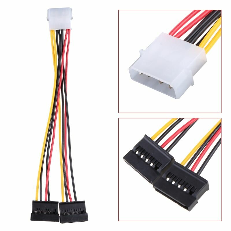 4-контактный IDE Molex для 2 последовательных жестких дисков, удлинительный кабель питания, 4P Sata Y-разветвитель, адаптер
