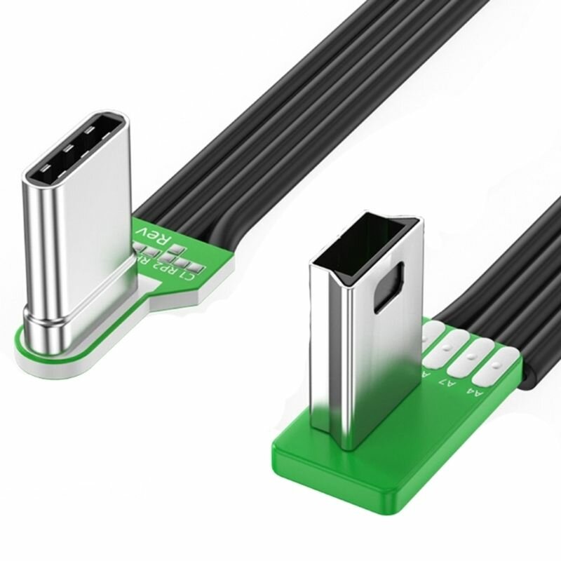 Модели Type C слева и справа подключаются к плоскому силиконовому кабелю для передачи данных Mini USB-15 см-справа