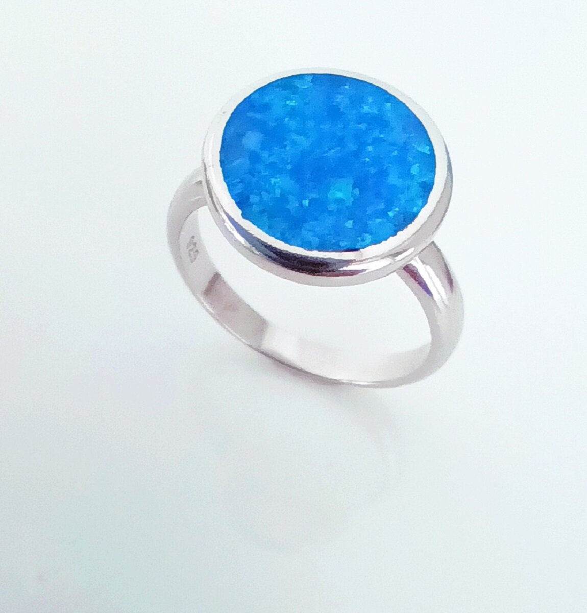 Перстень, серебро, 925 проба, родирование, опал синтетический