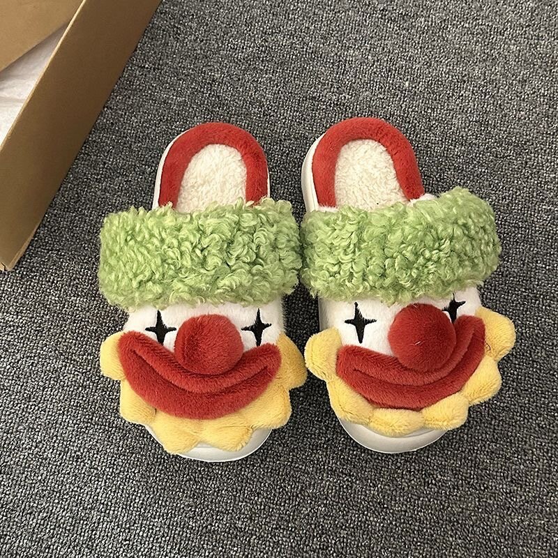 MOOCIE Забавные клоунские парные хлопковые тапочки для женщин, новые зимние мужские хлопковые туфли для дома и улицы, увеличивающие рост, с толстой подошвой, интернет-знаменитости