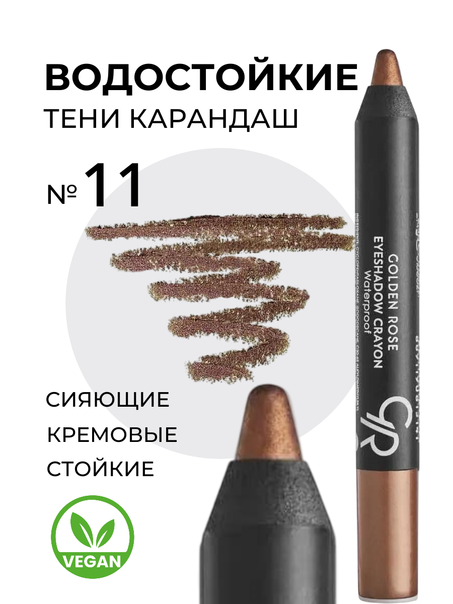 Водостойкие кремовые тени-карандаш для глаз Golden Rose Eyeshadow Crayon Waterproof сияющие перламутровые стойкие, тон 11, набор теней 3 штуки