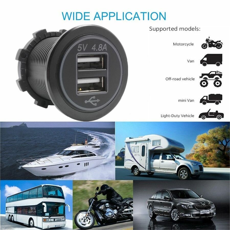 Зарядное устройство Dal SB для автомобильного прикуривателя 12 В, 2,4 А, адаптер питания для автомобиля и мотоцикла