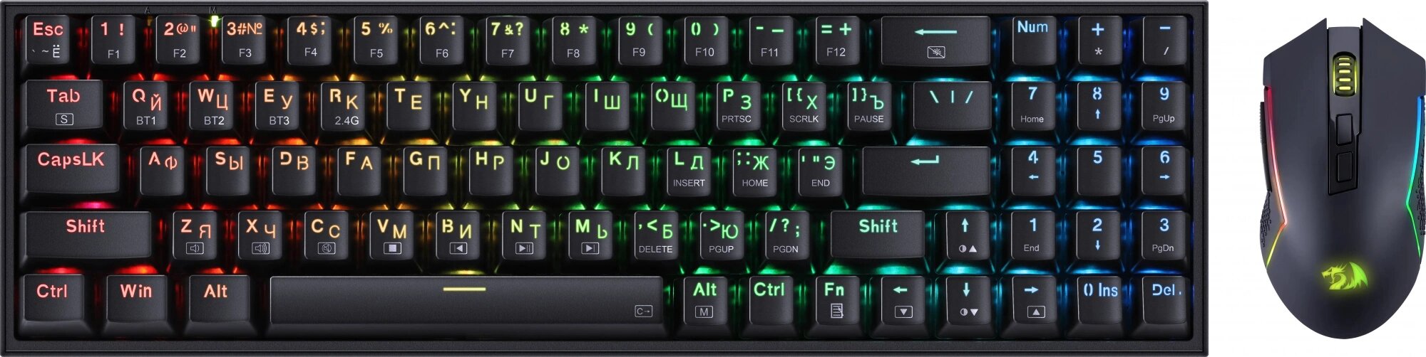 72158 / Комплект (клавиатура+мышь) Redragon S136, USB, беспроводной, черный [72158]