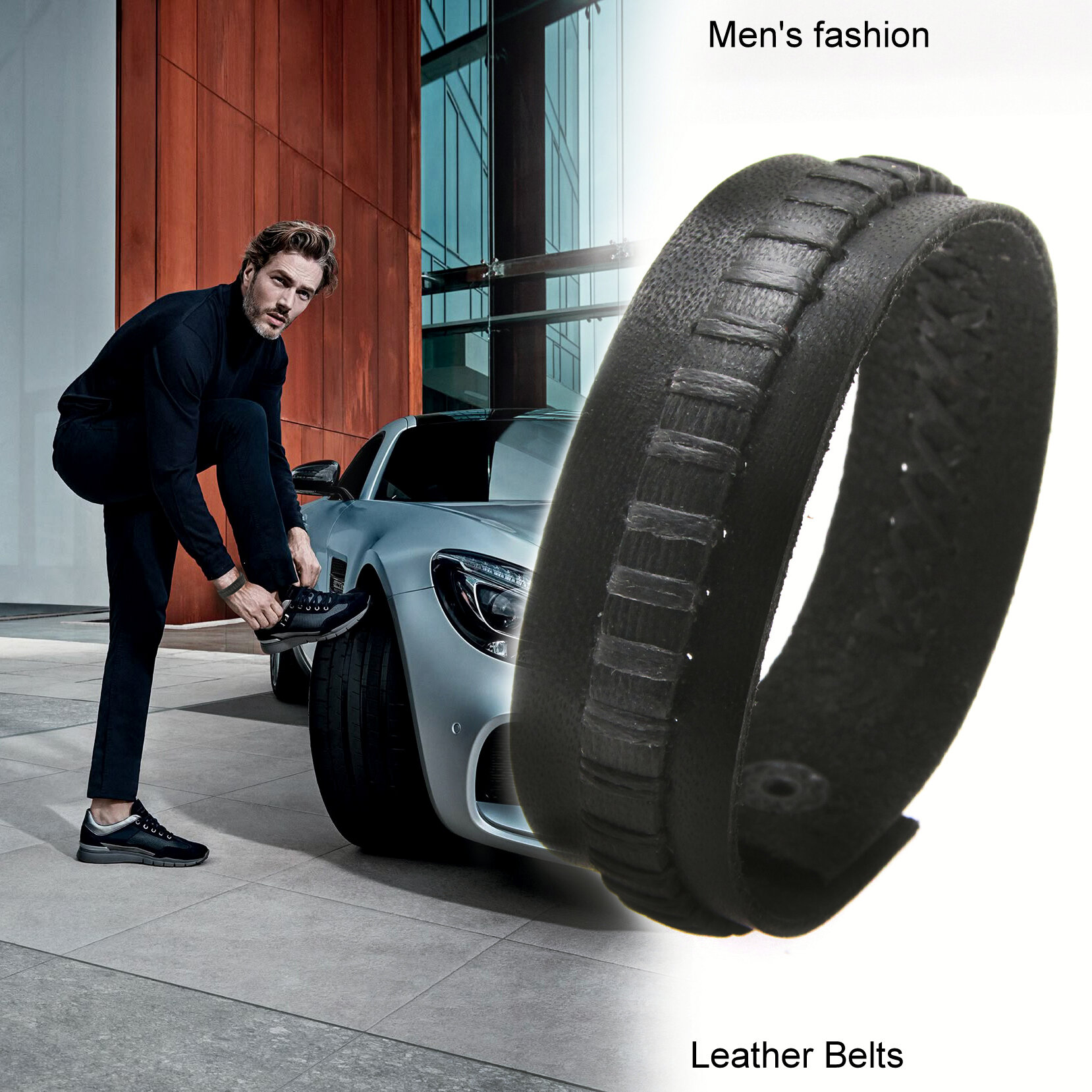 Браслет-манжета, кожа