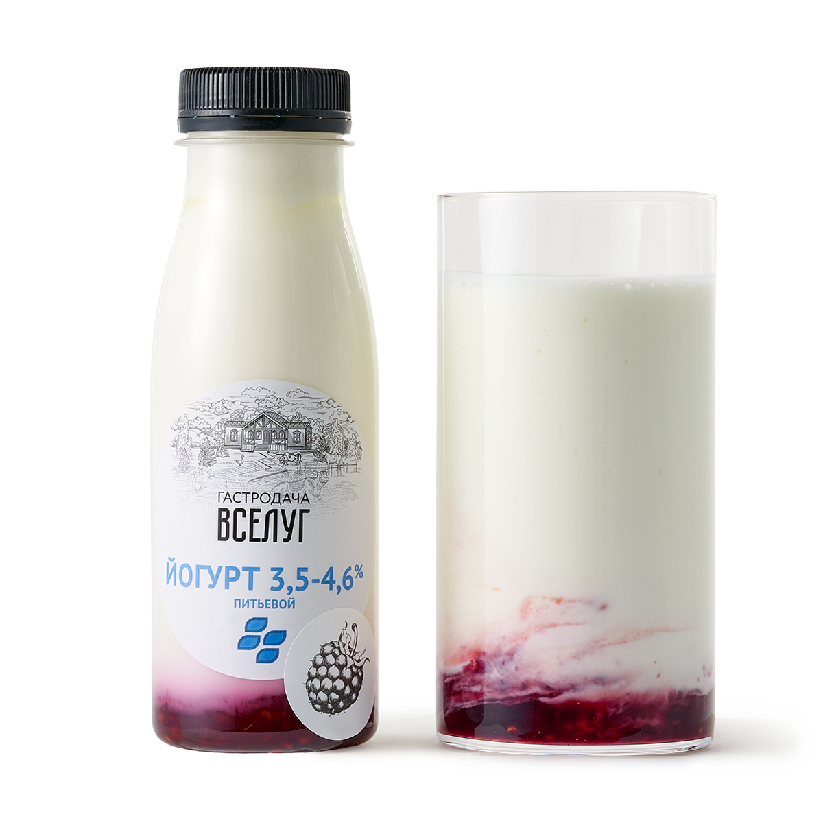 Йогурт питьевой «Гастродача Вселуг», малина, 3,5-4,6%, 250 мл