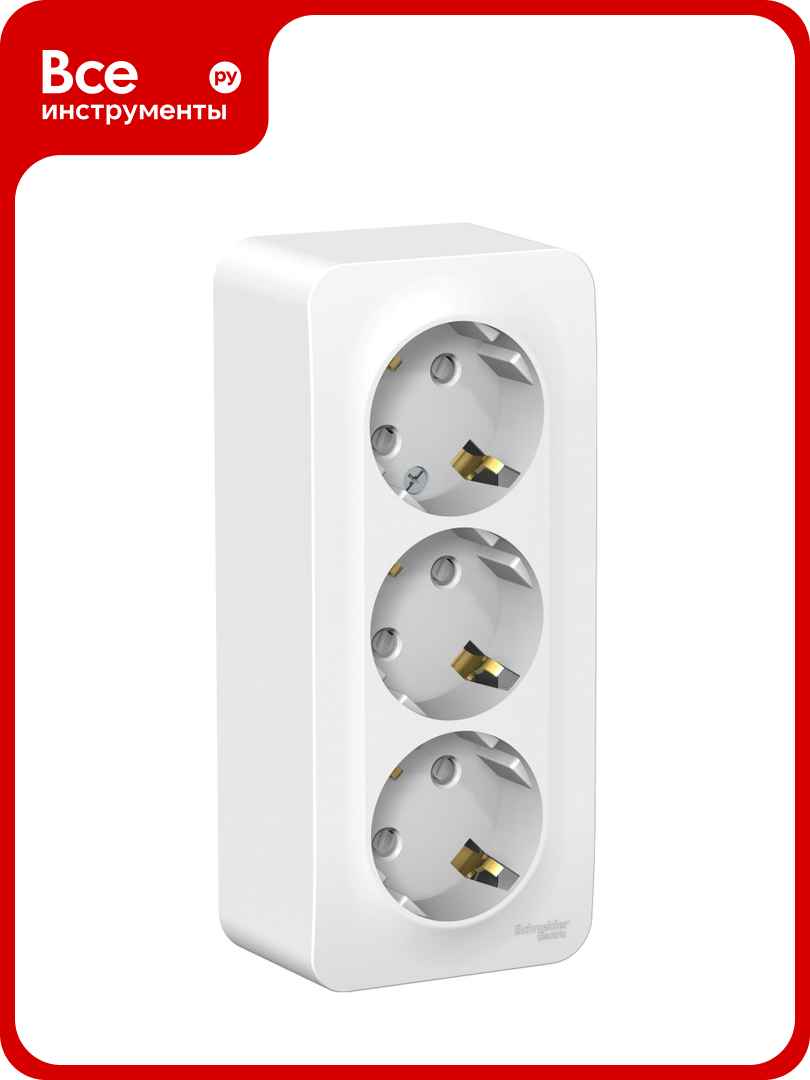 Розетка Systeme Electric 3-м ОП BLANCA 16А 250В SchE1210470, для сетей до 250в