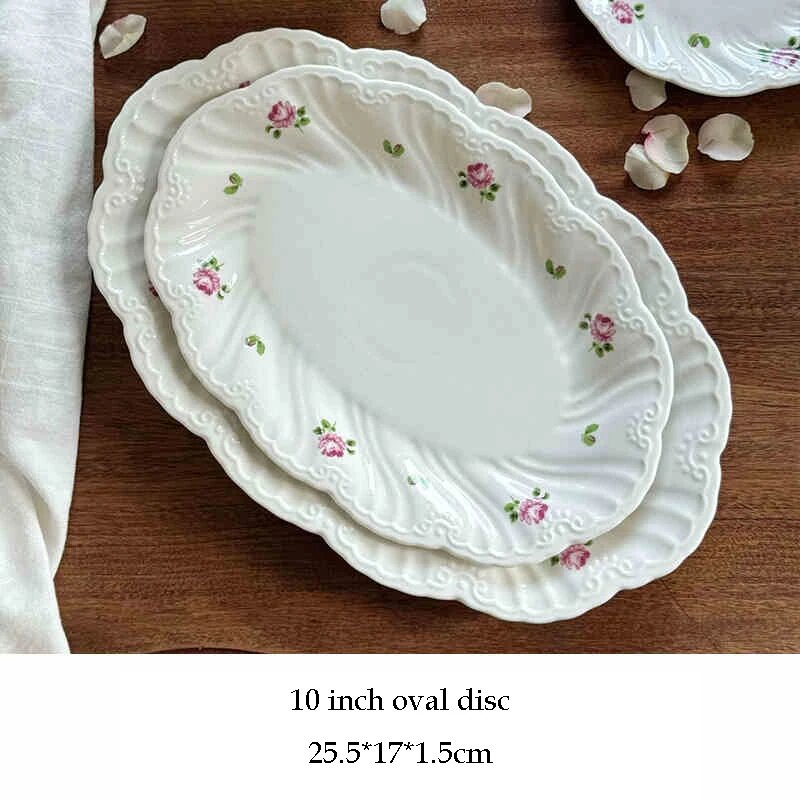 Набор керамических тарелок, кофейная чашка, блюдце, красивая посуда, винтажная десертная тарелка с розой, обеденная посуда, подарочная чашка для чая, кухонные принадлежности
