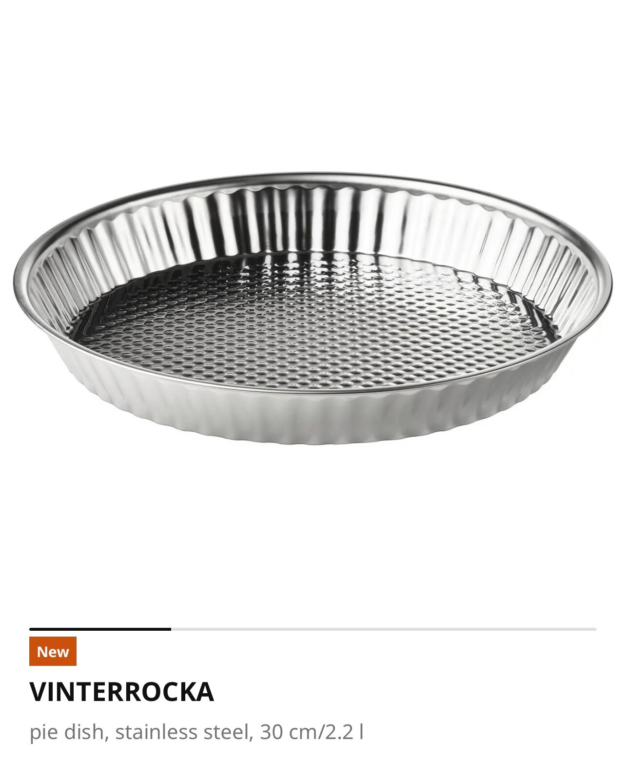 Форма для пирога VINTERROCKA IKEA, нержавеющая сталь, диаметр 30 см/2,2 л