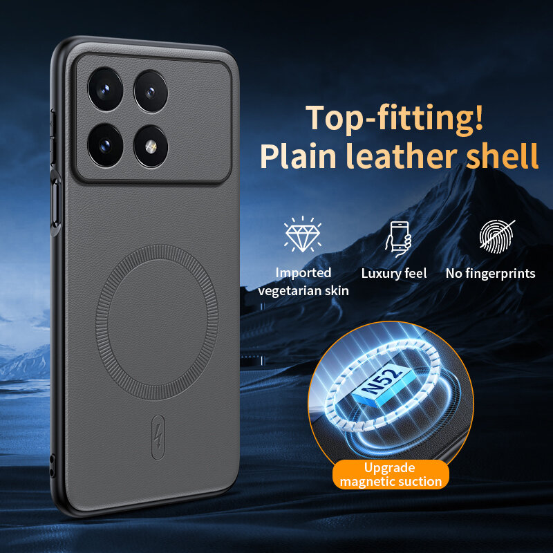 Чехол для Poco X6 Pro 5G / Поко X6 Про 5Г Роскошная кожа, MagSafe, антиударный