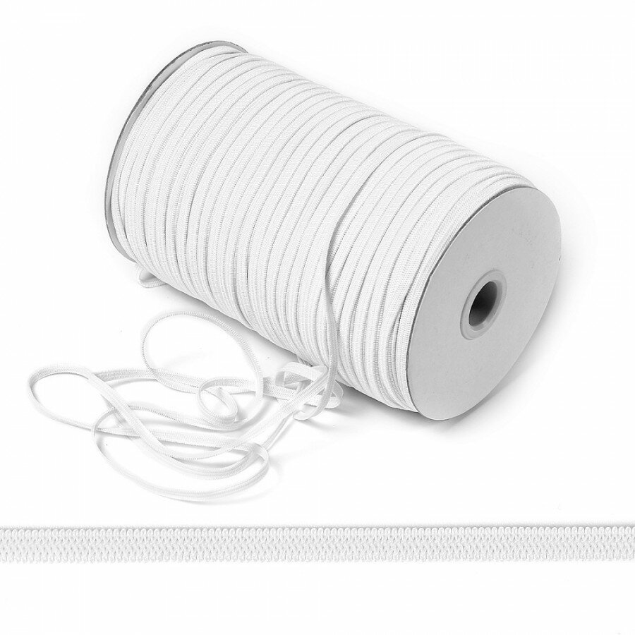 Резинка вязаная 3,9г ТВ-004мм цв. белый бобина уп.200м