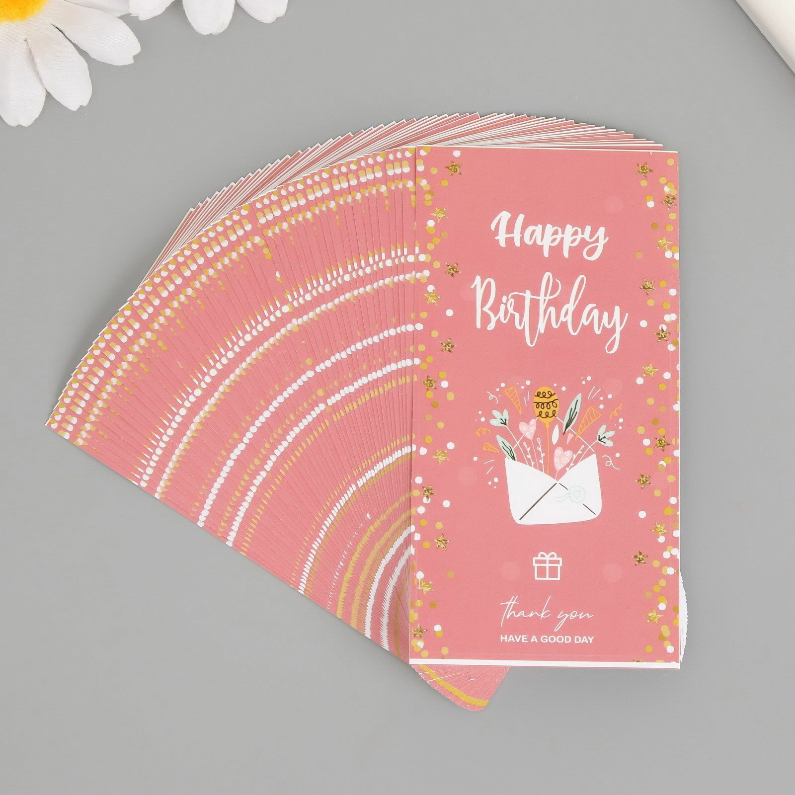 Набор наклеек бумага "С днем рождения. Письмо", 50 шт, 10x5 см