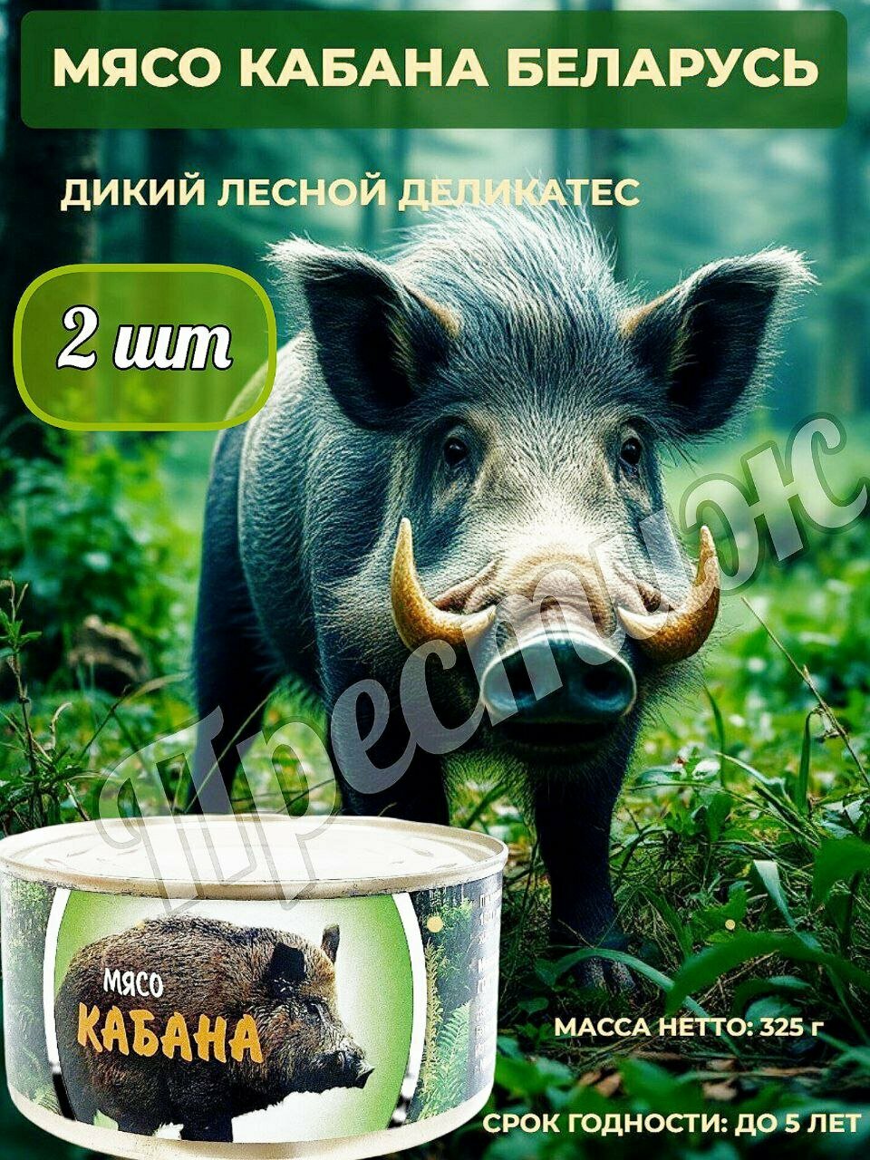 Белорусские консервы, тушенка из мяса кабана, 325 г, ГОСТ, набор из 2 шт