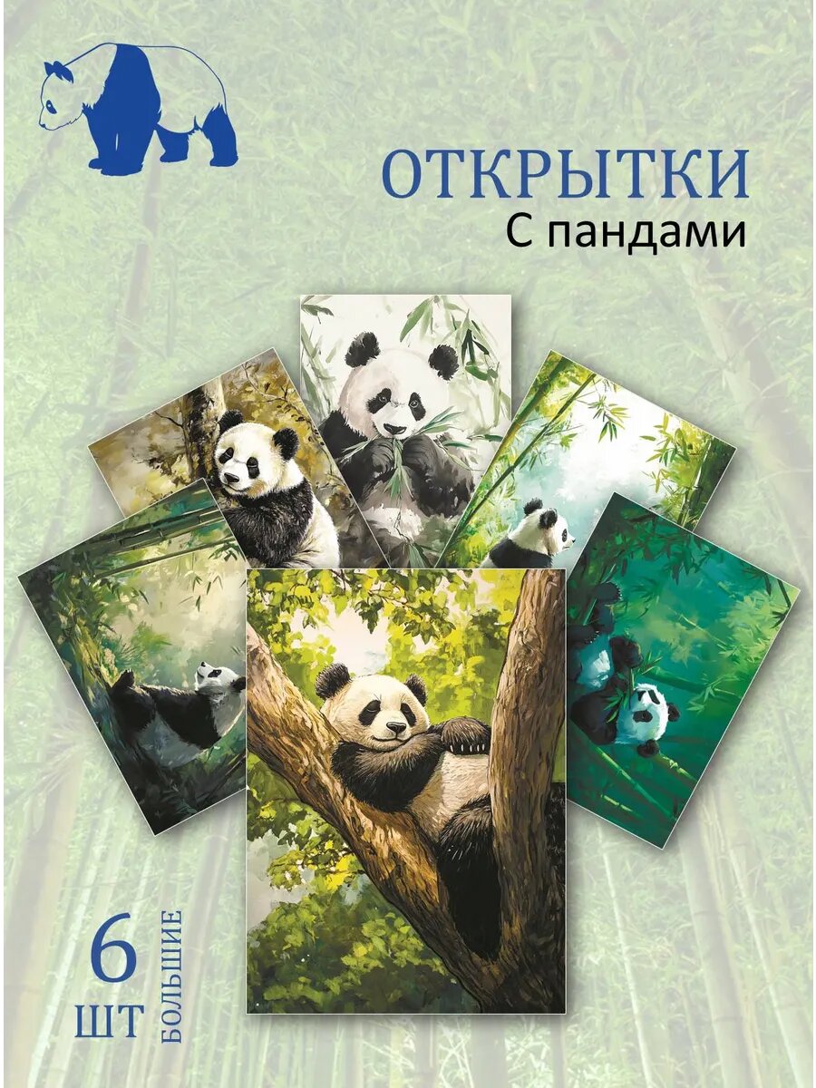 А6 открытки панды среди бамбука Самые лучшие большие открытки формата А6 в нашем мгазине Обнимай словами