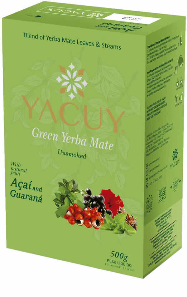 Йерба Мате Yacuy Green Yerba Mate Guarana, вакуум, 500 гр