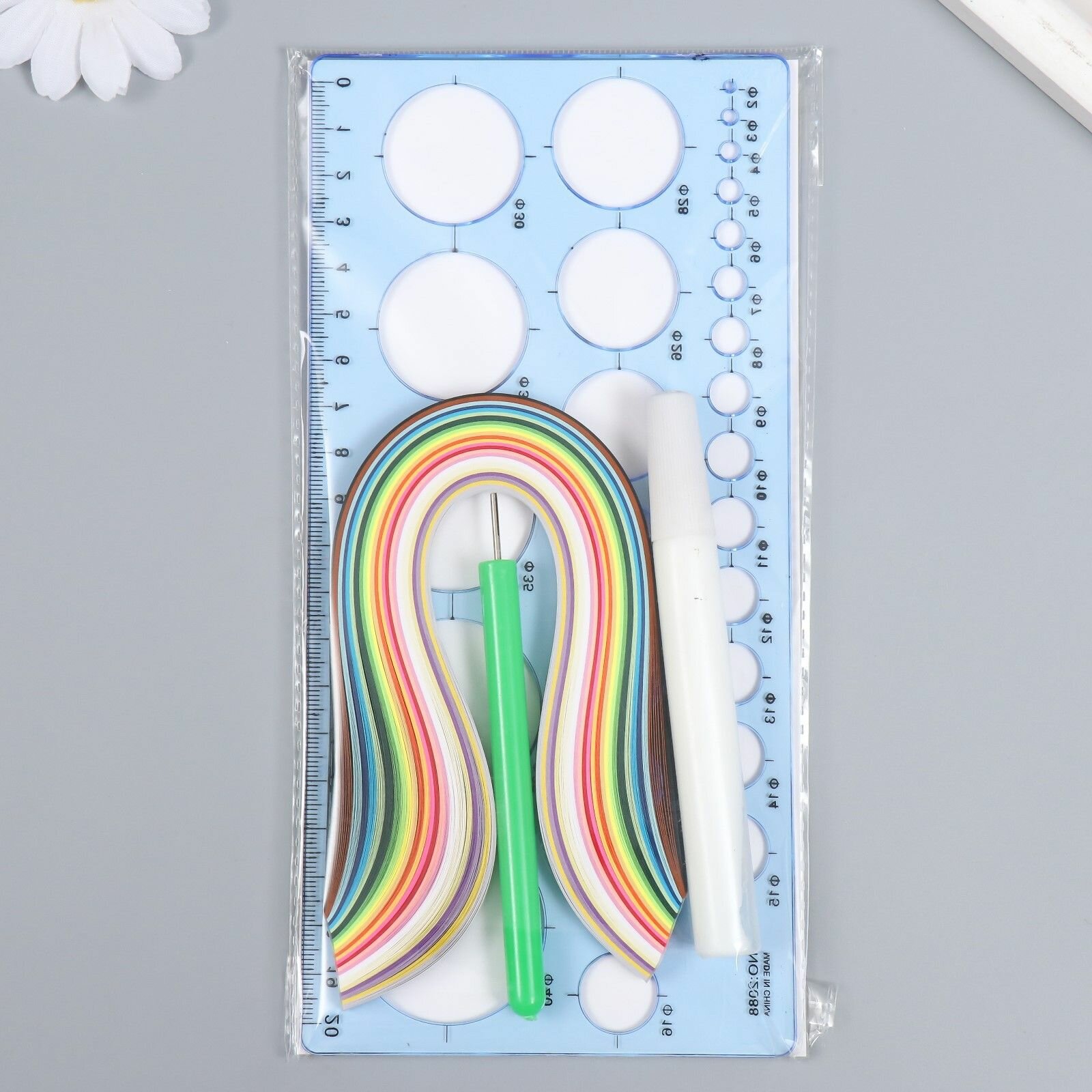 Набор для квиллинга, клей ПВА, инструмент для квиллинга, 240 полосок 0.5 см, микс