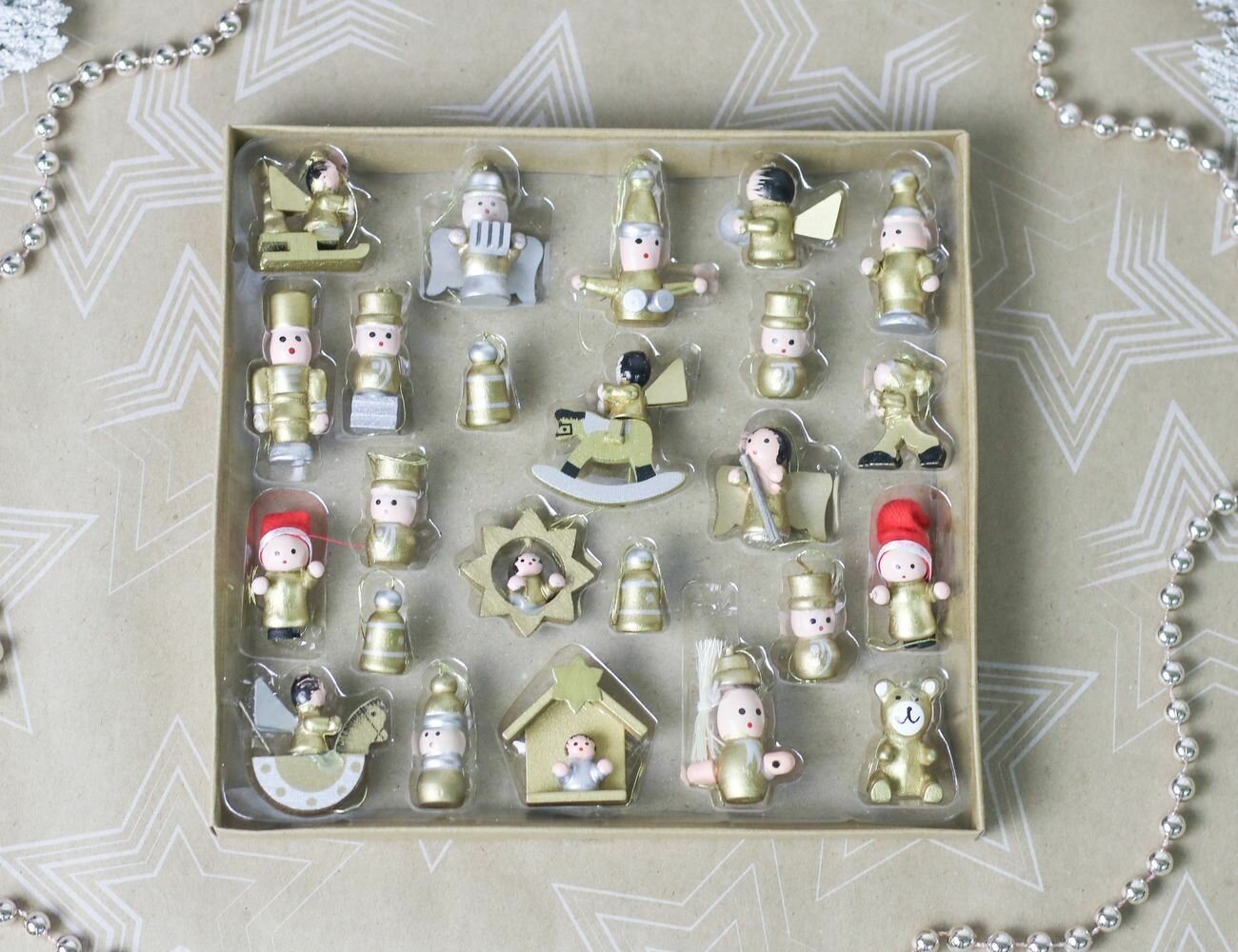 Набор ёлочных игрушек инфанси, дерево, золотой с серебряным, 2-4 см, 24 шт, Koopman International GR9002130