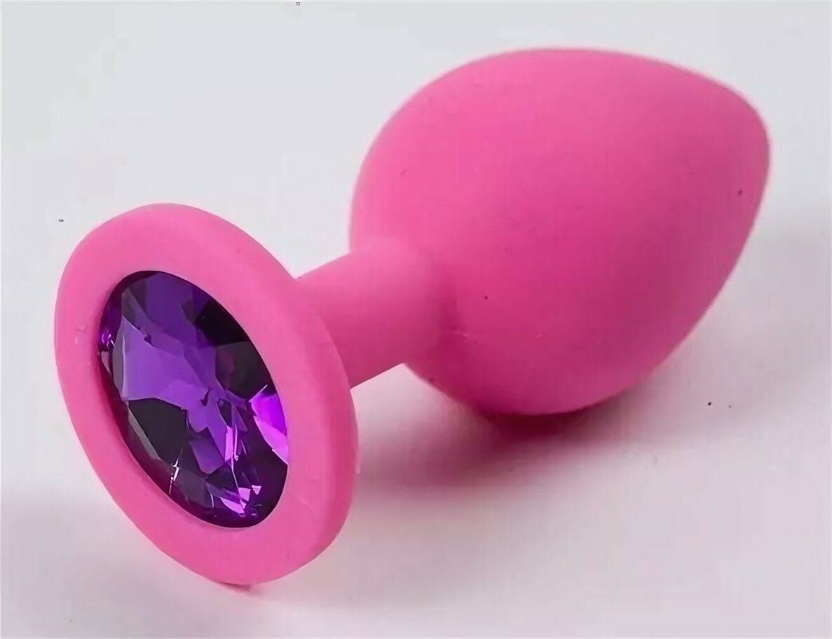 Средняя розовая пробка ONJOY Silicone Collection, с фиолетовым кристаллом, для женщин и мужчин
