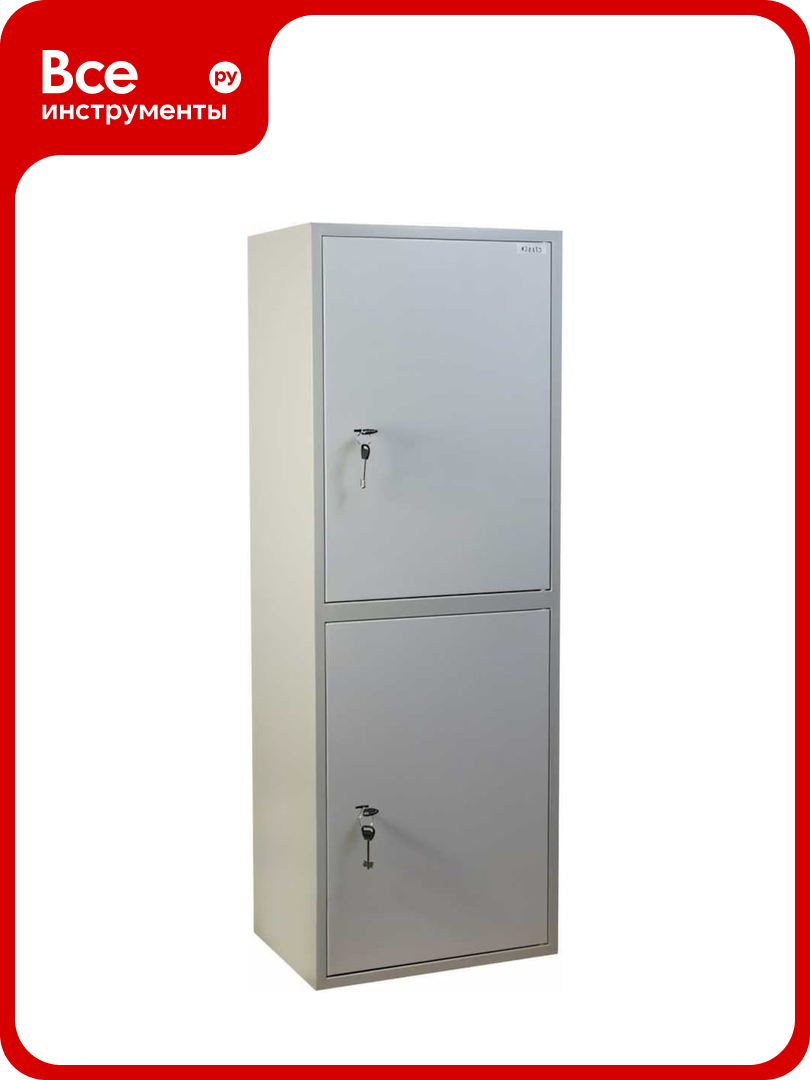 Офисный шкаф KlestO M127K/2 с двумя распашными дверями, металлический, серый, для надежного хранения документов и ценнос