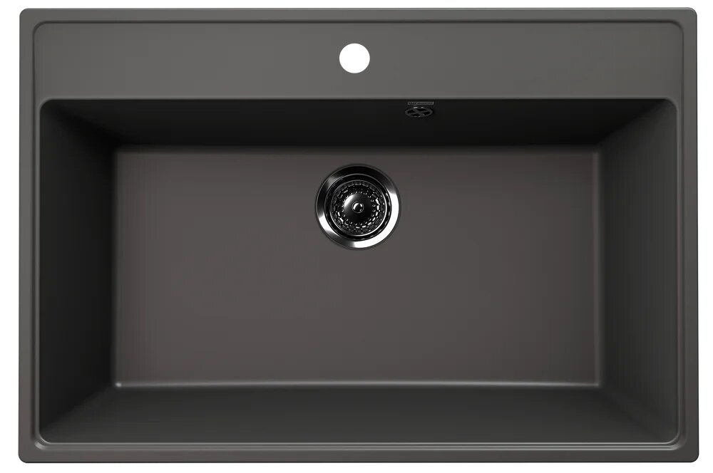 Мойка кухонная Ulgran Quartz Forte 760-09 кварцевая, 76x51, прямоугольная, мойка для кухни, черная, серая, матовая